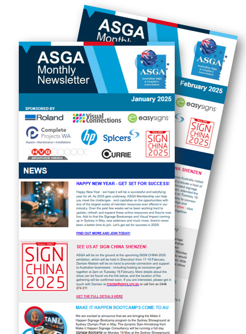 ASGA Monthly Newsletter - Australian Sign and Graphics Association